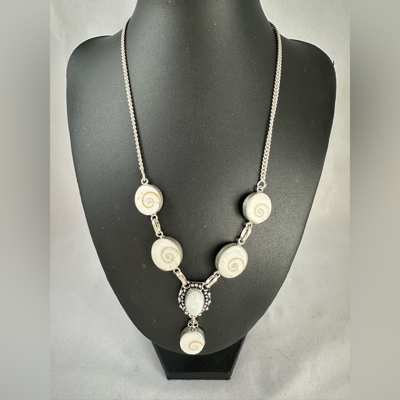 Jewelry | Shiva Shell Y Shaped Necklace In Silver Overlay | Poshmark